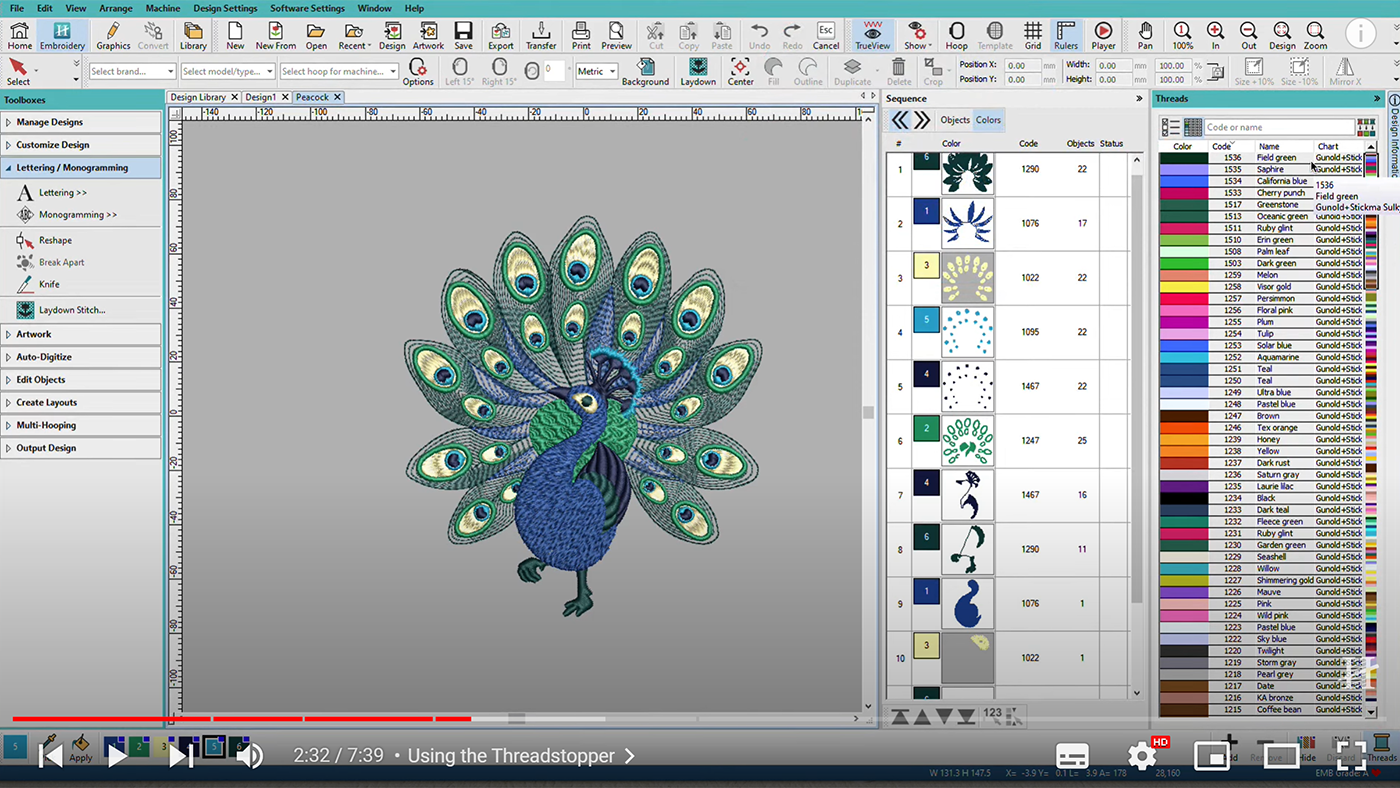 6 Changing Colors In Hatch Embroidery 3 Composer Digitizer