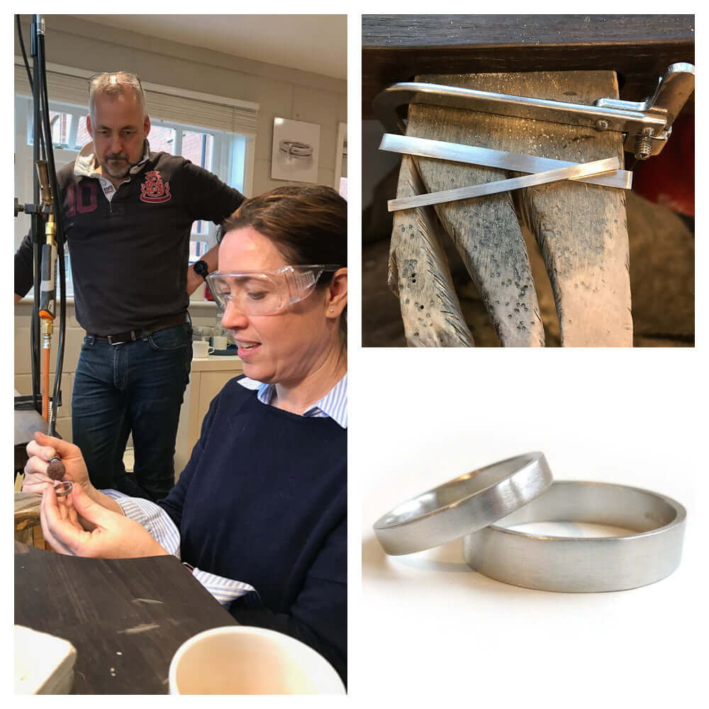 Simon and Derry made rings with Sue Lane