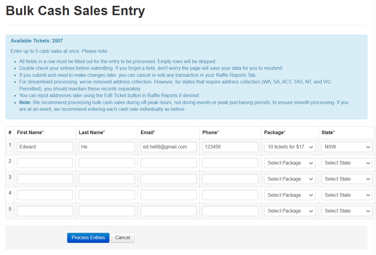 Raffle Cash Sales Management: New Bulk Processing Feature [2025]