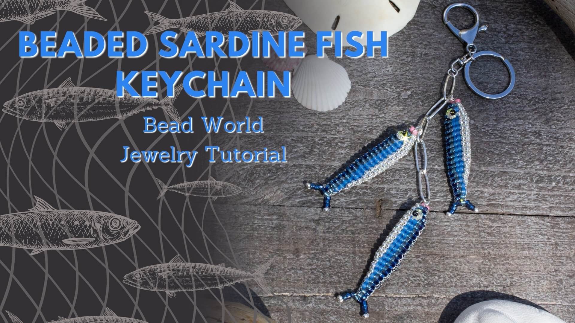Beaded Sardine Fish Keychain
