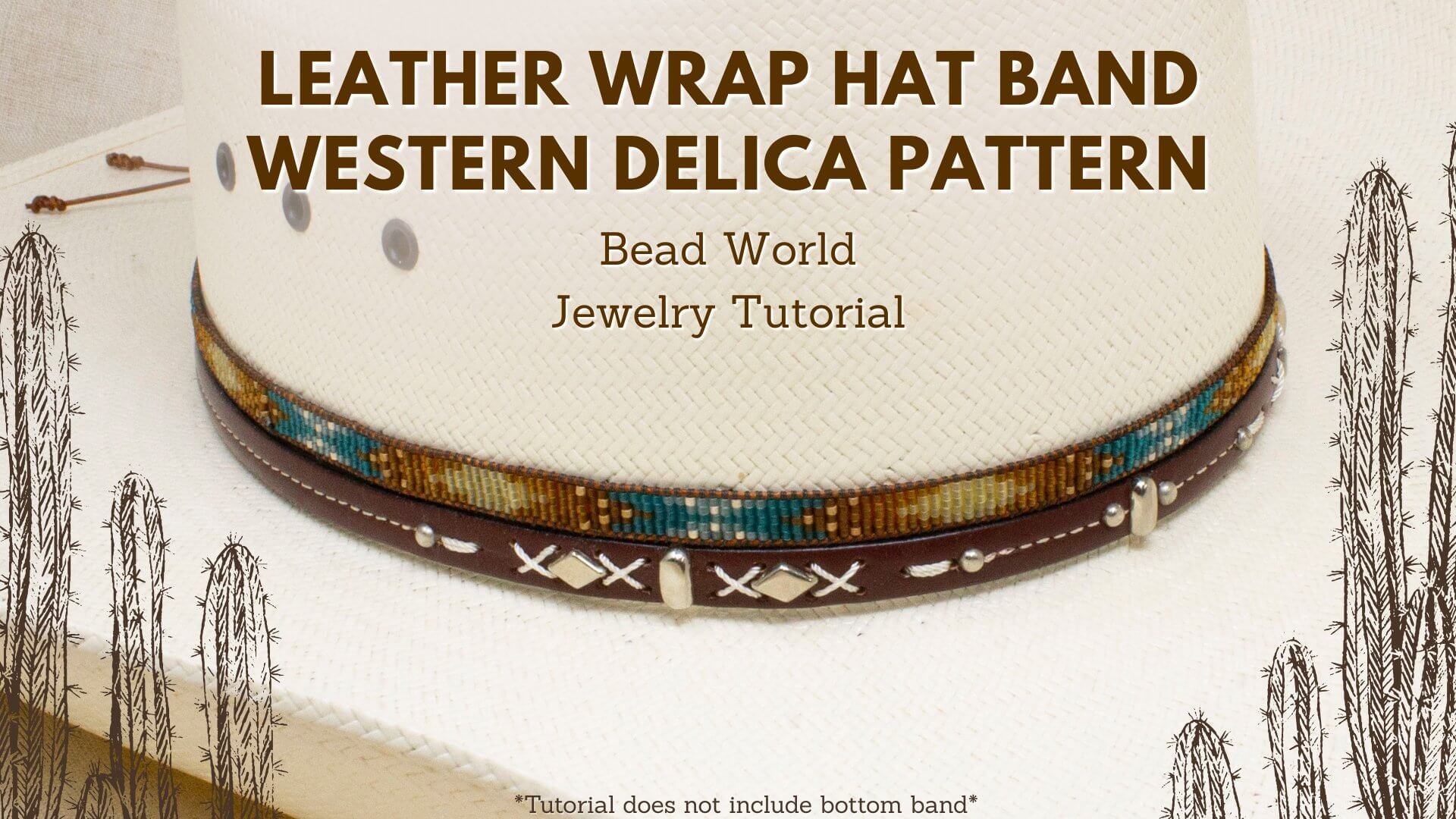 Leather Wrap Hat Band - Western Delica Pattern