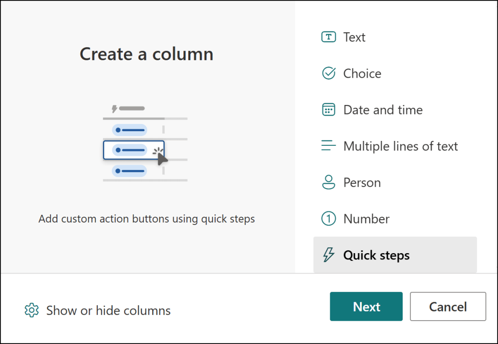 SharePoint Quick Steps Column: One-Click Buttons