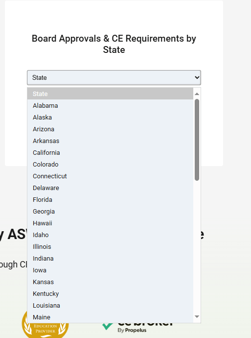 CE Requirements Lookup Tool by State and License Type