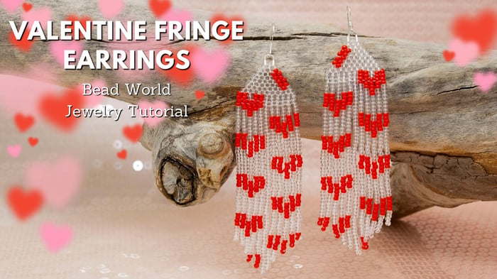 Valentine Fringe Earrings Seed Bead Pattern