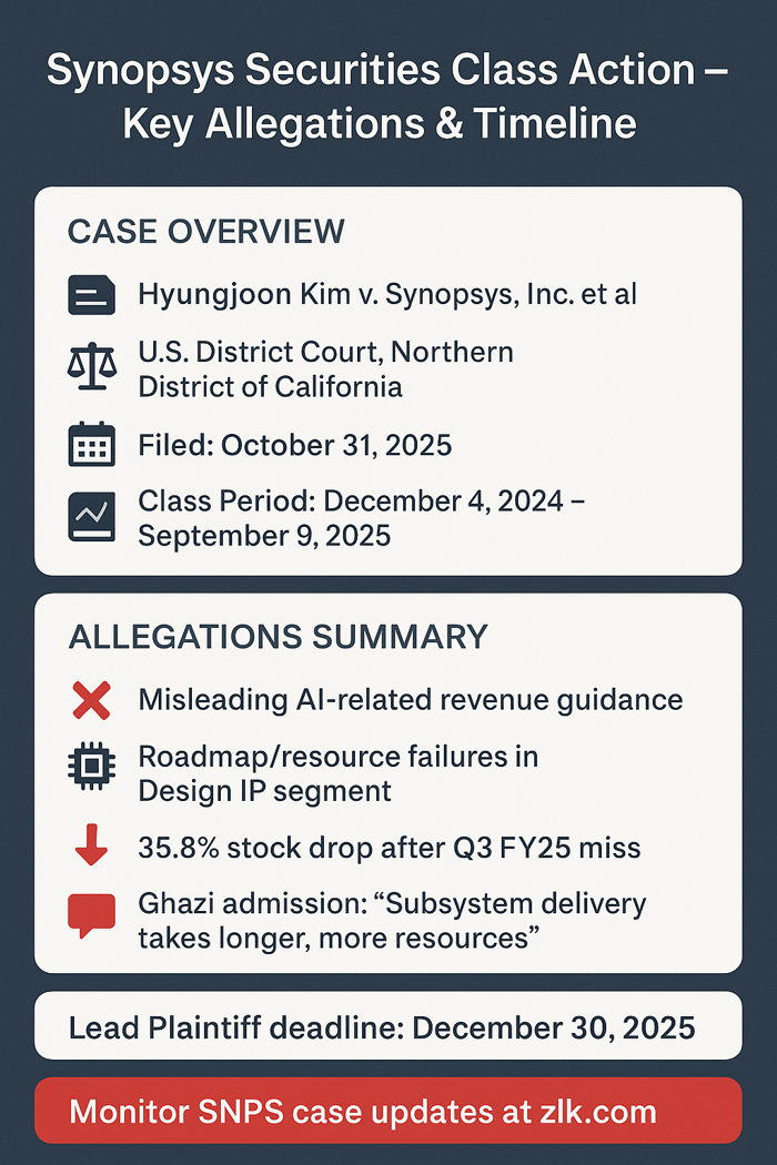 Synopsys, Inc. (SNPS) Securities Class Action Lawsuit Update [November ...
